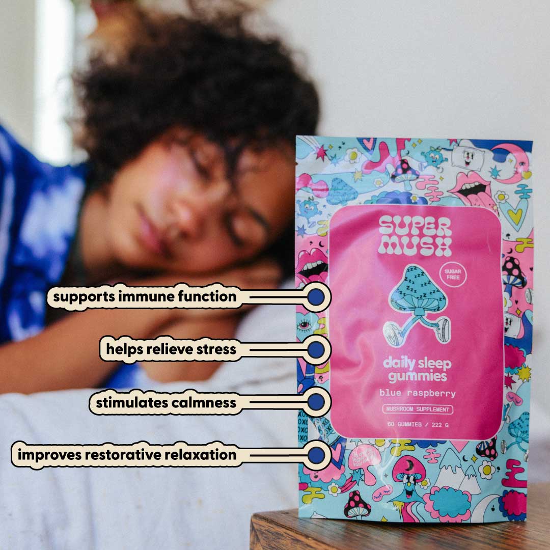 Sleep & Restore with SuperMush Daily Sleep Gummies
